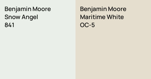 Benjamin Moore Snow Angel vs. Benjamin Moore Maritime White comparison