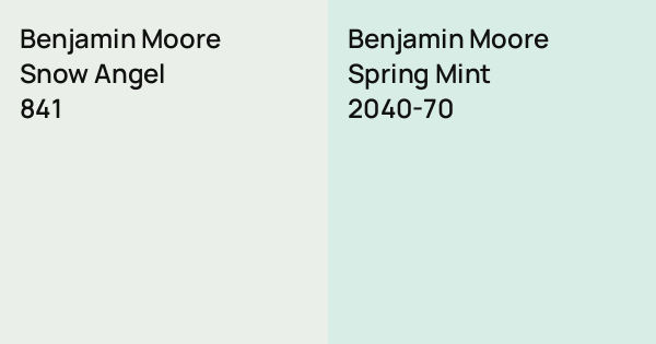 Benjamin Moore Snow Angel vs. Benjamin Moore Spring Mint comparison