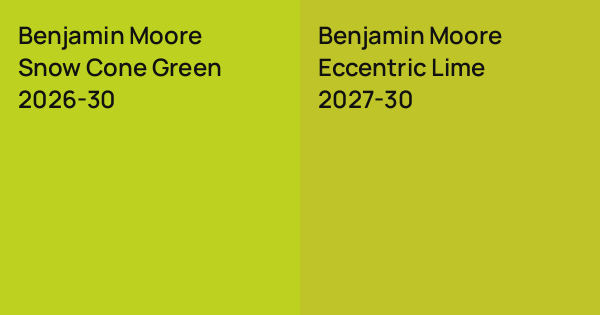 Benjamin Moore Snow Cone Green vs. Benjamin Moore Eccentric Lime comparison
