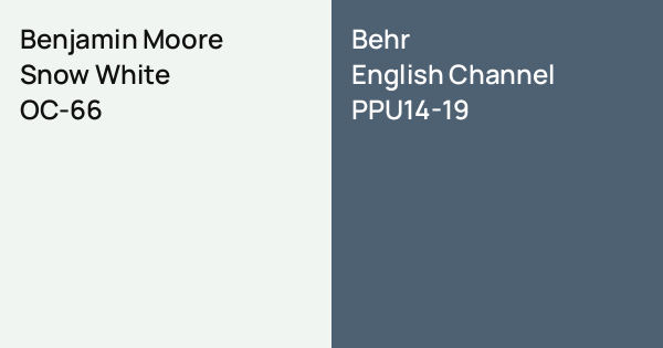 Benjamin Moore Snow White vs. Behr English Channel comparison
