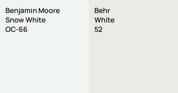 Benjamin Moore Snow White vs. Behr White comparison