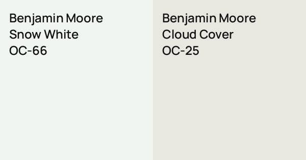 Benjamin Moore Snow White vs. Benjamin Moore Cloud Cover comparison