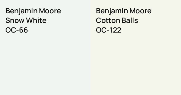 Benjamin Moore Snow White vs. Benjamin Moore Cotton Balls comparison