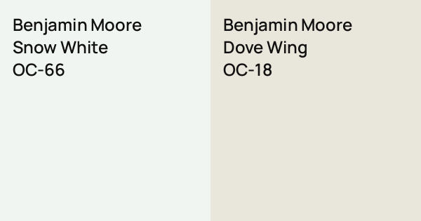 Benjamin Moore Snow White vs. Benjamin Moore Dove Wing comparison