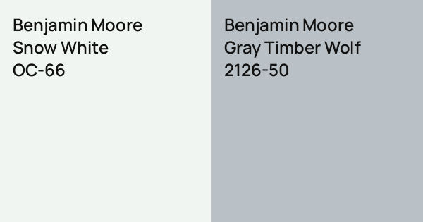 Benjamin Moore Snow White vs. Benjamin Moore Gray Timber Wolf comparison