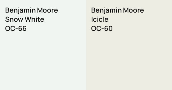 Benjamin Moore Snow White vs. Benjamin Moore Icicle comparison