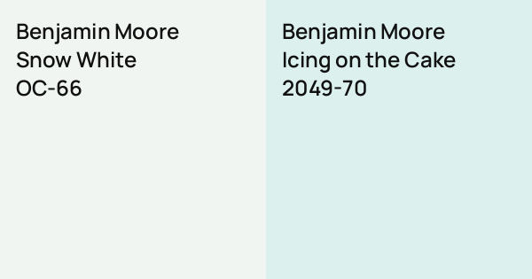 Benjamin Moore Snow White vs. Benjamin Moore Icing on the Cake comparison