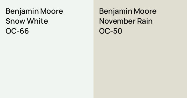 Benjamin Moore Snow White vs. Benjamin Moore November Rain comparison