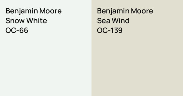 Benjamin Moore Snow White vs. Benjamin Moore Sea Wind comparison