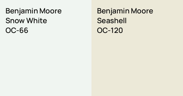 Benjamin Moore Snow White vs. Benjamin Moore Seashell comparison