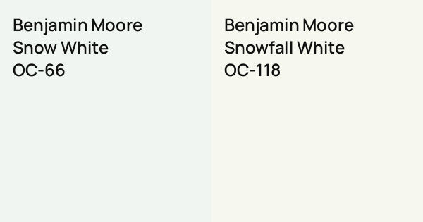 Benjamin Moore Snow White vs. Benjamin Moore Snowfall White comparison