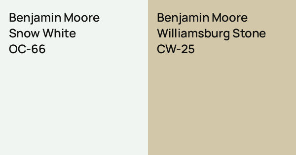 Benjamin Moore Snow White vs. Benjamin Moore Williamsburg Stone comparison