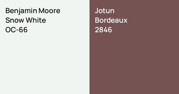 Benjamin Moore Snow White vs. Jotun Bordeaux comparison
