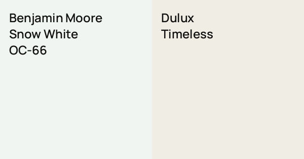 Benjamin Moore Snow White vs. Dulux Timeless comparison