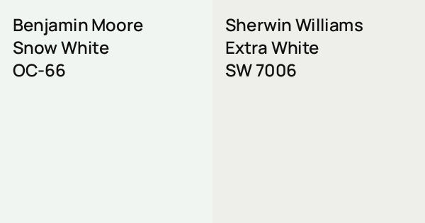 Benjamin Moore Snow White vs. Sherwin Williams Extra White comparison