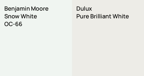Benjamin Moore Snow White vs. Dulux Pure Brilliant White comparison