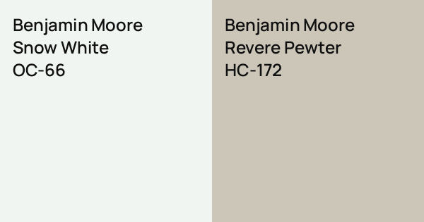 Benjamin Moore Snow White vs. Benjamin Moore Revere Pewter comparison
