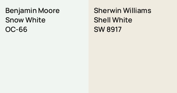 Benjamin Moore Snow White vs. Sherwin Williams Shell White comparison