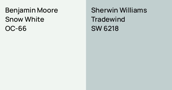 Benjamin Moore Snow White vs. Sherwin Williams Tradewind comparison