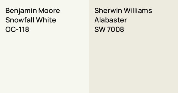 Benjamin Moore Snowfall White vs. Sherwin Williams Alabaster comparison