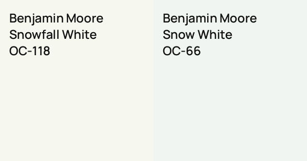 Benjamin Moore Snowfall White vs. Benjamin Moore Snow White comparison