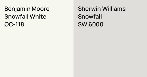 Benjamin Moore Snowfall White vs. Sherwin Williams Snowfall comparison