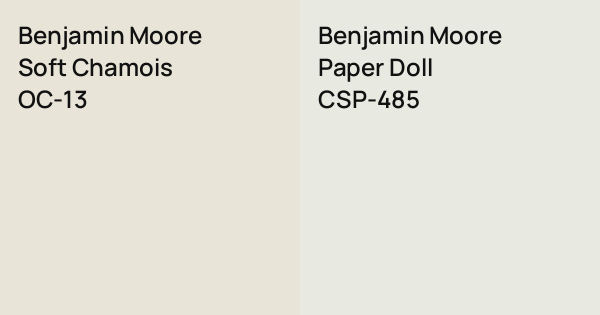 Benjamin Moore Soft Chamois vs. Benjamin Moore Paper Doll comparison