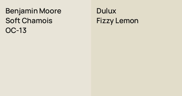 Benjamin Moore Soft Chamois vs. Dulux Fizzy Lemon comparison