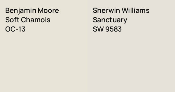 Benjamin Moore Soft Chamois vs. Sherwin Williams Sanctuary comparison