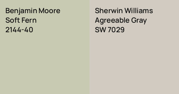 Benjamin Moore Soft Fern vs. Sherwin Williams Agreeable Gray comparison