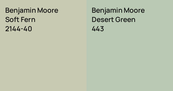 Benjamin Moore Soft Fern vs. Benjamin Moore Desert Green comparison
