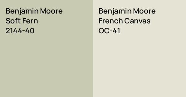 Benjamin Moore Soft Fern vs. Benjamin Moore French Canvas comparison