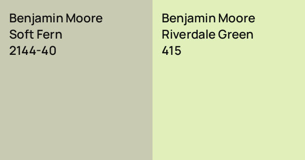 Benjamin Moore Soft Fern vs. Benjamin Moore Riverdale Green comparison