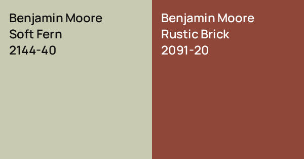 Benjamin Moore Soft Fern vs. Benjamin Moore Rustic Brick comparison