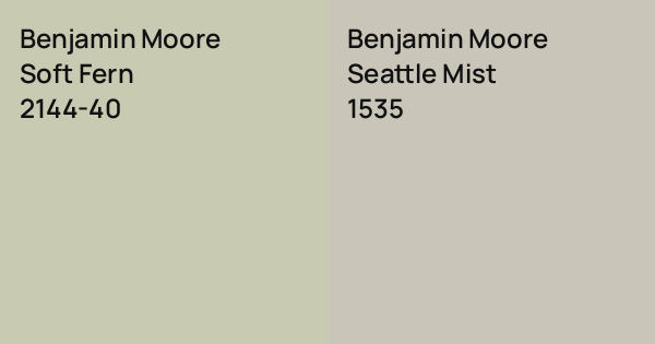 Benjamin Moore Soft Fern vs. Benjamin Moore Seattle Mist comparison