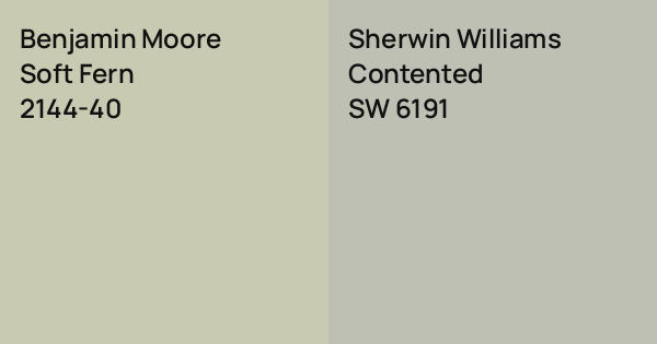 Benjamin Moore Soft Fern vs. Sherwin Williams Contented comparison