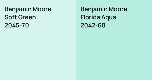Benjamin Moore Soft Green vs. Benjamin Moore Florida Aqua comparison