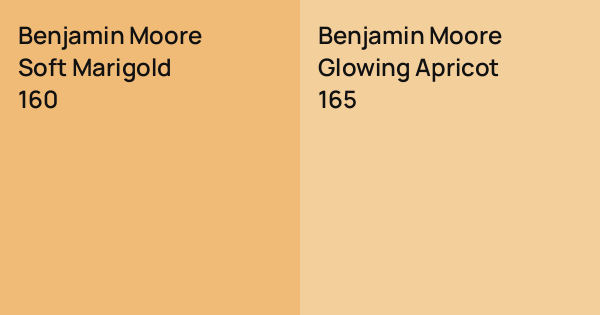 Benjamin Moore Soft Marigold vs. Benjamin Moore Glowing Apricot comparison