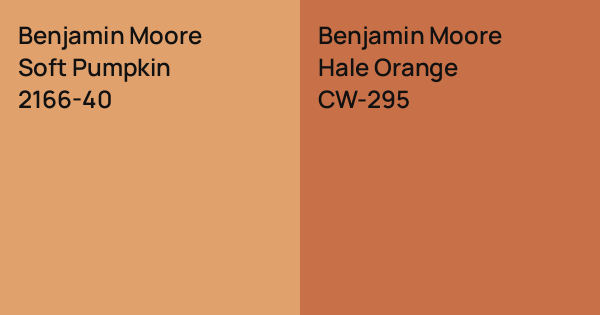 Benjamin Moore Soft Pumpkin vs. Benjamin Moore Hale Orange comparison