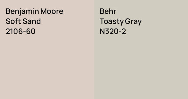 Benjamin Moore Soft Sand vs. Behr Toasty Gray comparison