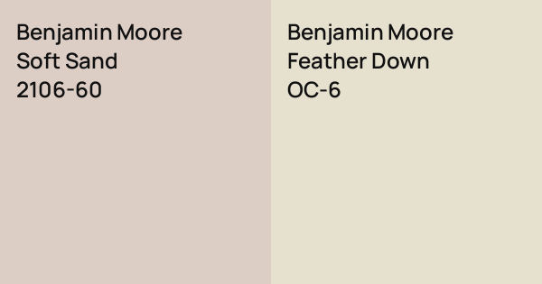 Benjamin Moore Soft Sand vs. Benjamin Moore Feather Down comparison