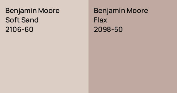 Benjamin Moore Soft Sand vs. Benjamin Moore Flax comparison
