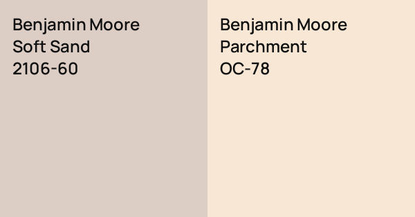 Benjamin Moore Soft Sand vs. Benjamin Moore Parchment comparison