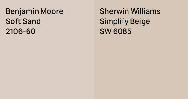 Benjamin Moore Soft Sand vs. Sherwin Williams Simplify Beige comparison