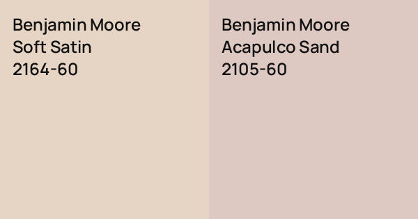 Benjamin Moore Soft Satin vs. Benjamin Moore Acapulco Sand comparison