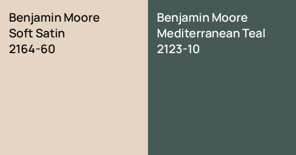 Benjamin Moore Soft Satin vs. Benjamin Moore Mediterranean Teal comparison