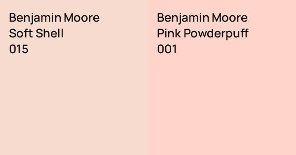 Benjamin Moore Soft Shell vs. Benjamin Moore Pink Powderpuff comparison