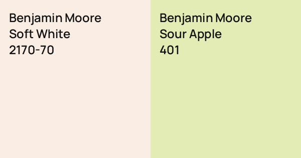 Benjamin Moore Soft White vs. Benjamin Moore Sour Apple comparison