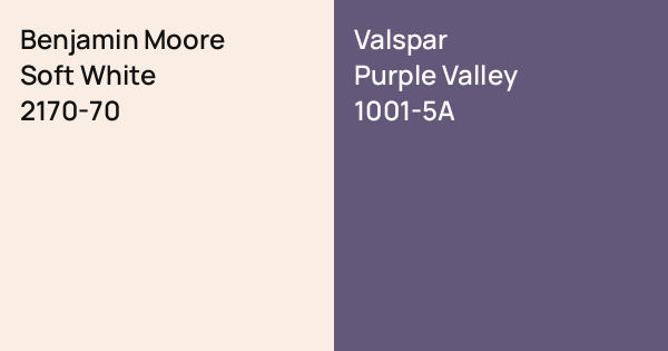 Benjamin Moore Soft White vs. Valspar Purple Valley comparison