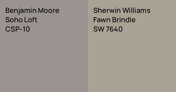 Benjamin Moore Soho Loft vs. Sherwin Williams Fawn Brindle comparison